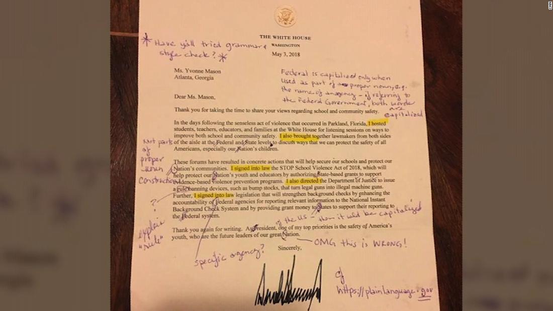 Teacher Mails Trumps Letter Back With Edits Cnn Video