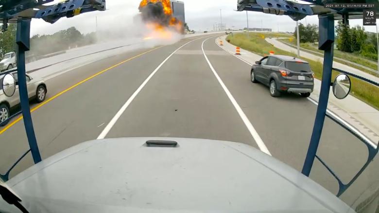 Fuel Tanker Hits Highway Median And Bursts Into Flames Cnn Video